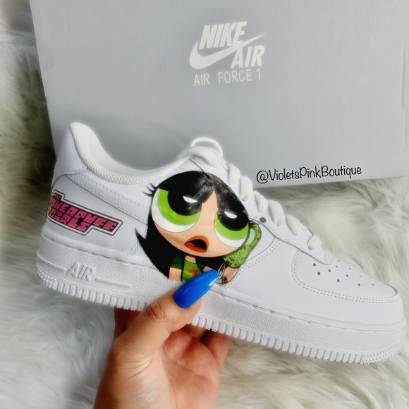 Nike | Shoes | Womens Custom Buttercup Powerpuff Girls Air Force One ...